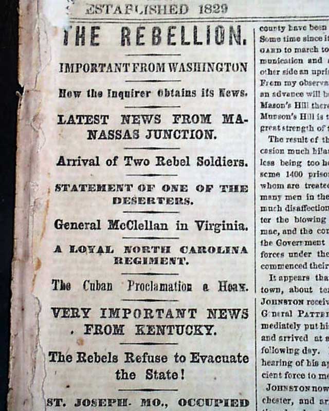 Huge front page print of General John Wool... - RareNewspapers.com