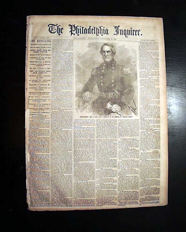 Huge front page print of General John Wool... - RareNewspapers.com