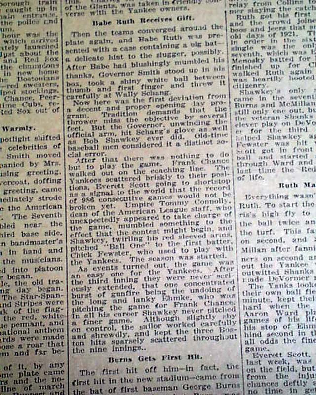 Yankee Stadium debut w/ Babe Ruth HR.... - RareNewspapers.com