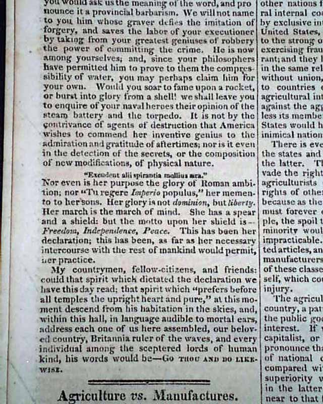 John Quincy Adams' notable Fourth of July speech... - RareNewspapers.com