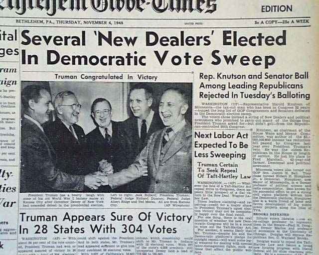 Truman wins the Presidential election... - RareNewspapers.com