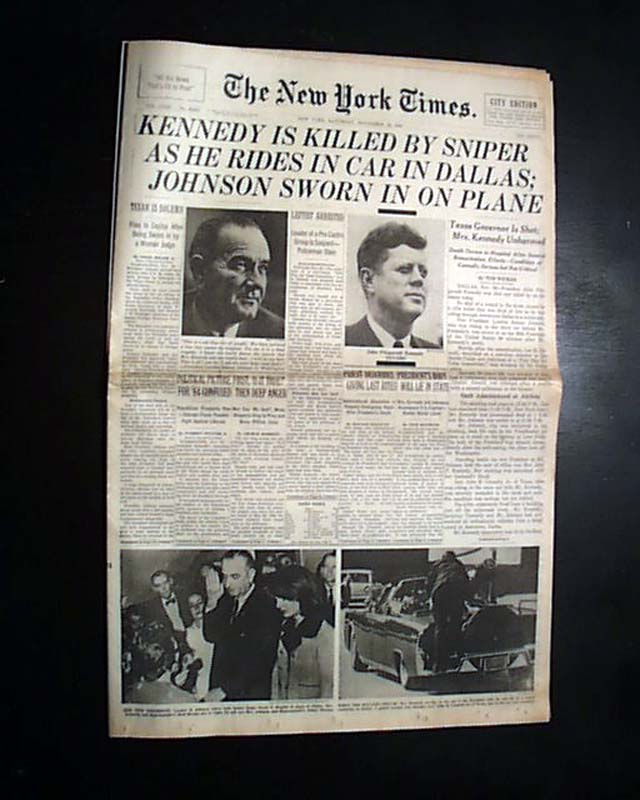 The New York Times reports JFK's assassination... - RareNewspapers.com