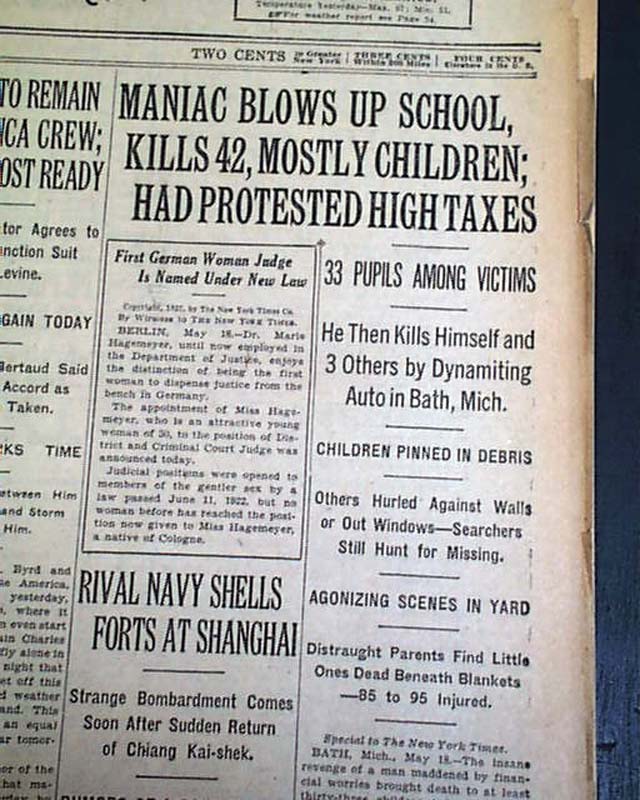 Bath School disaster of 1927... - RareNewspapers.com