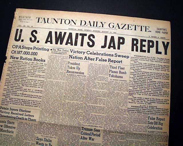 Japan Surrenders in 1945... - RareNewspapers.com