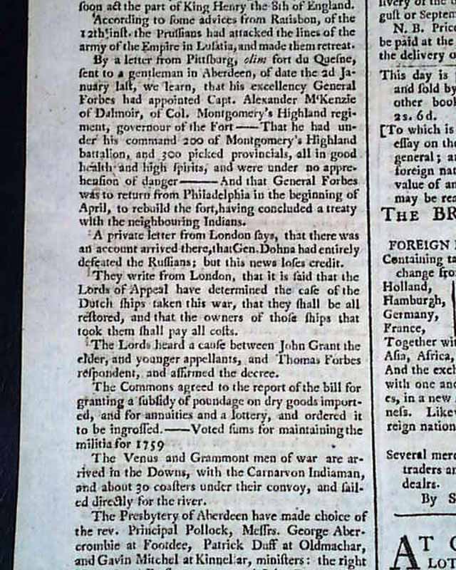 General John Forbes in the French & Indian War... - RareNewspapers.com