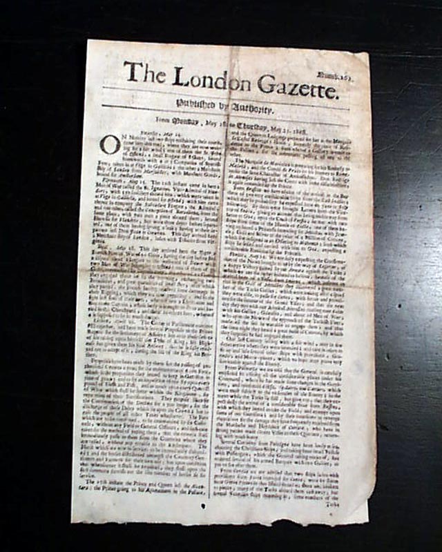 Genuine London Gazette newspaper from 1668... - RareNewspapers.com