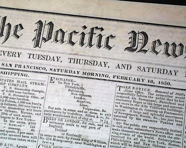 Just the 4th newspaper published in California, with Gold Rush content ...