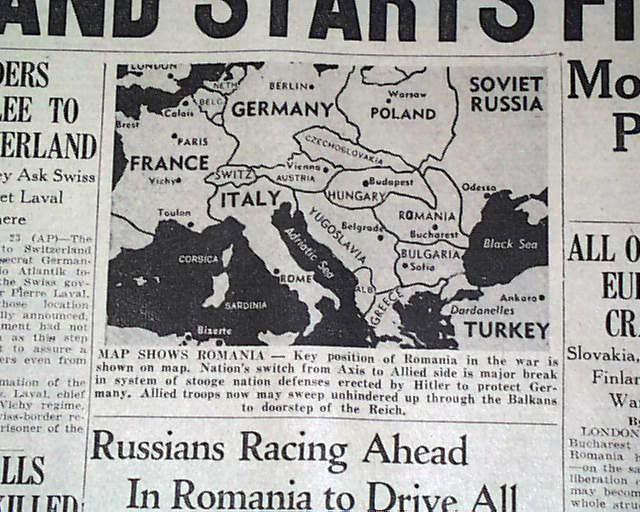 Romania Quits The Axis In 1944... - RareNewspapers.com