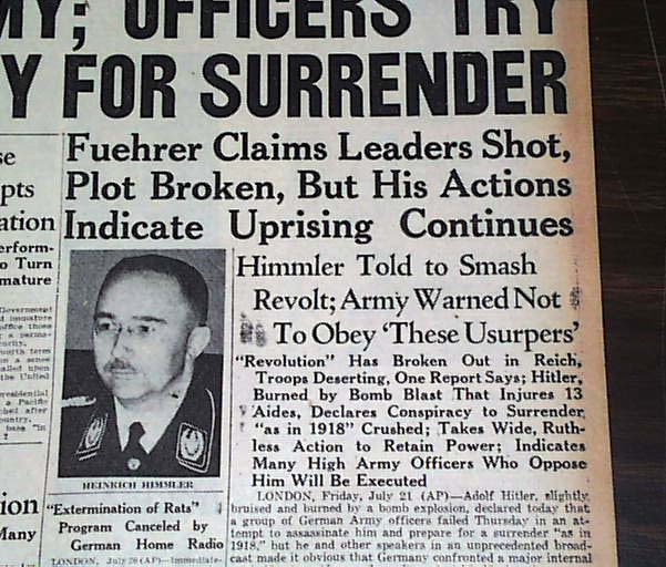 Adolph Hitler Assassination Attempt In 1944... - RareNewspapers.com