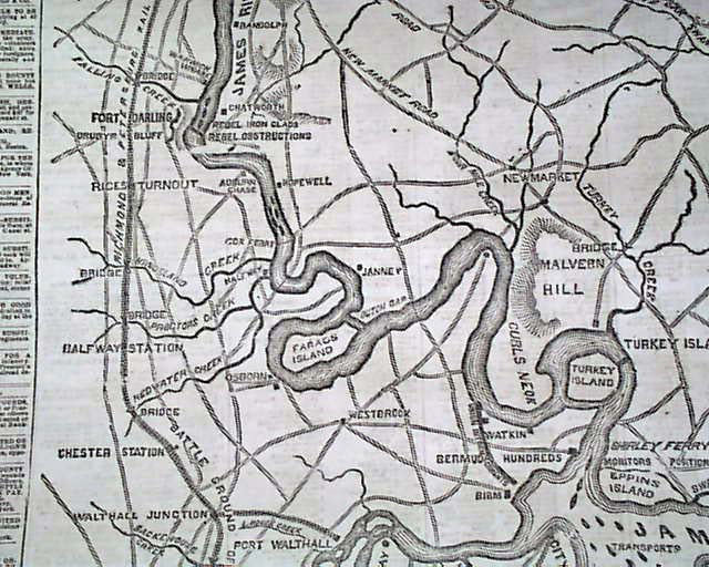 Petersburg Virginia 1864 Civil War Map... - RareNewspapers.com