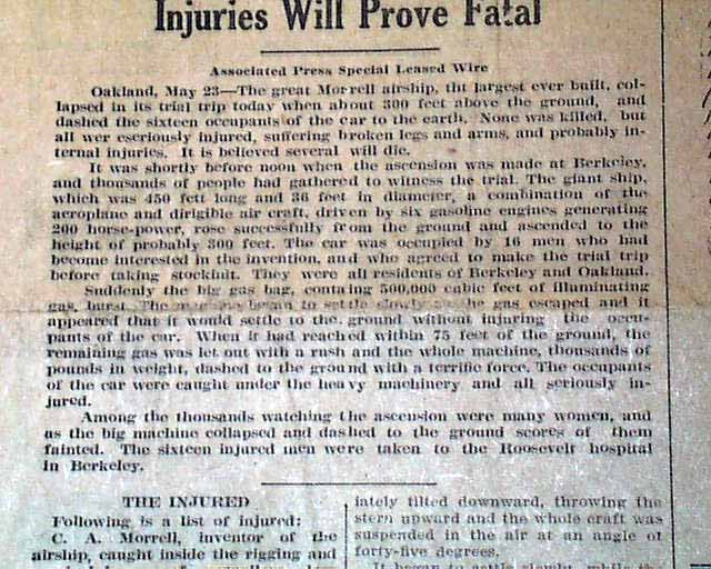 1908 Morrell airship crash... - RareNewspapers.com