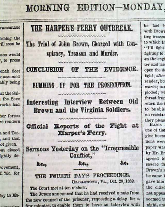 John Brown ... raid at Harper's Ferry... - RareNewspapers.com