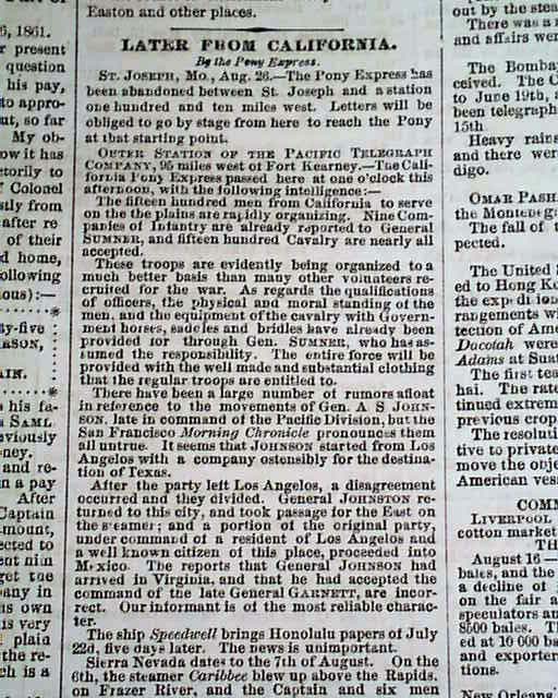 1861 Civil War Newwspaper.... - RareNewspapers.com