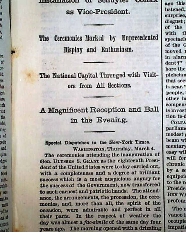 Ulysses S. Grant inauguration... - RareNewspapers.com