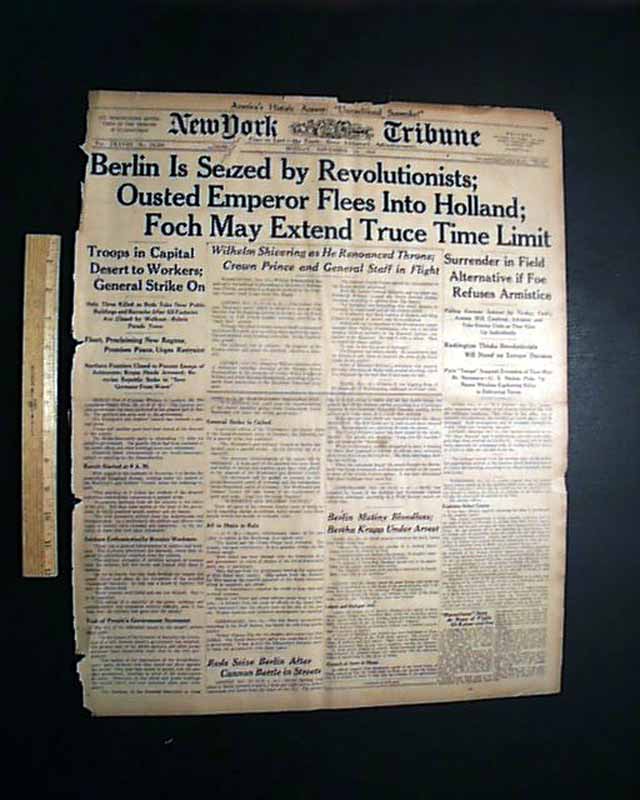 World War I ending... Germany surrendering... - RareNewspapers.com