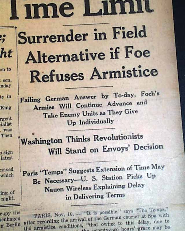 World War I ending... Germany surrendering... - RareNewspapers.com