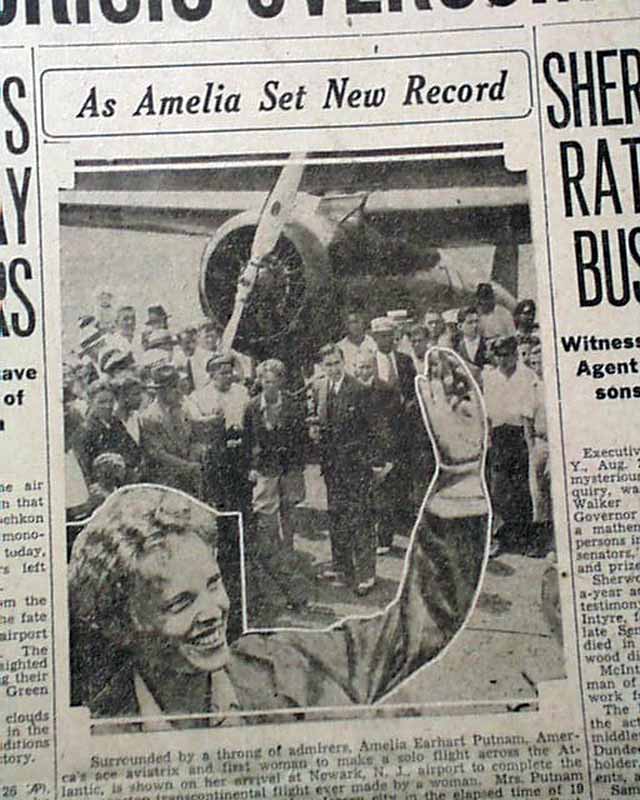 Amelia Earhart's 1932 record flight... - RareNewspapers.com