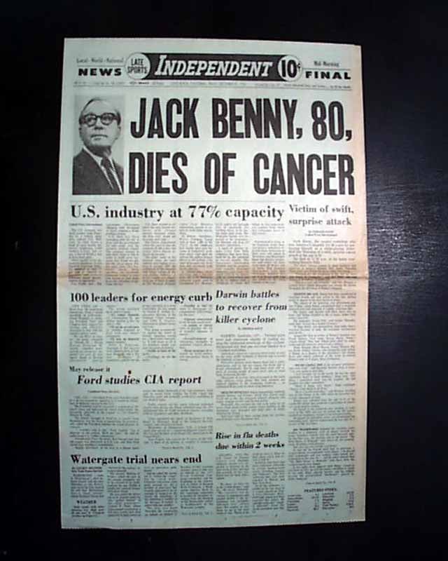 Death of Jack Benny... - RareNewspapers.com