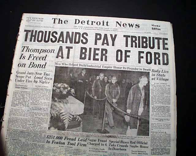 Death of henry Ford... - RareNewspapers.com