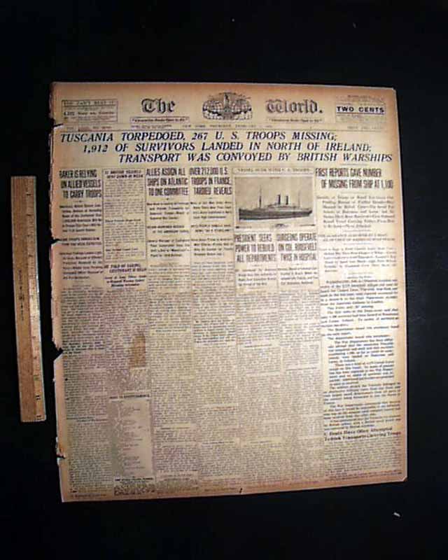 SS Tuscania sinking... John L. Sullivan death... - RareNewspapers.com