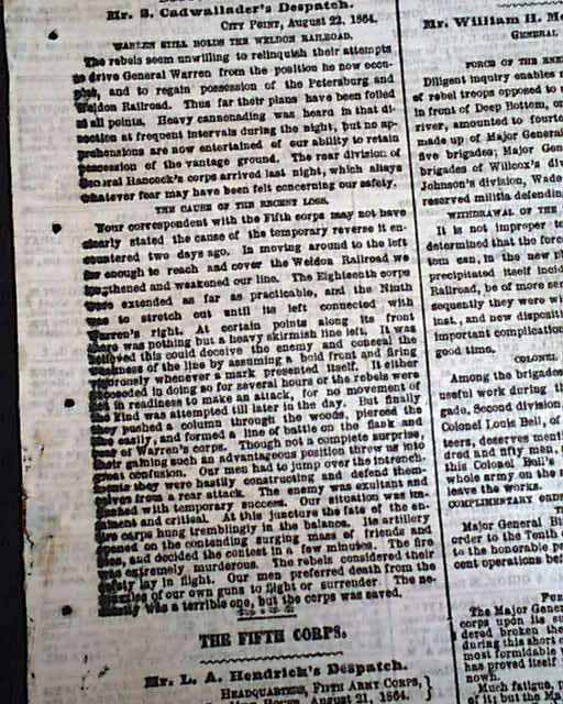 2nd battle of the Weldon Railroad... - RareNewspapers.com