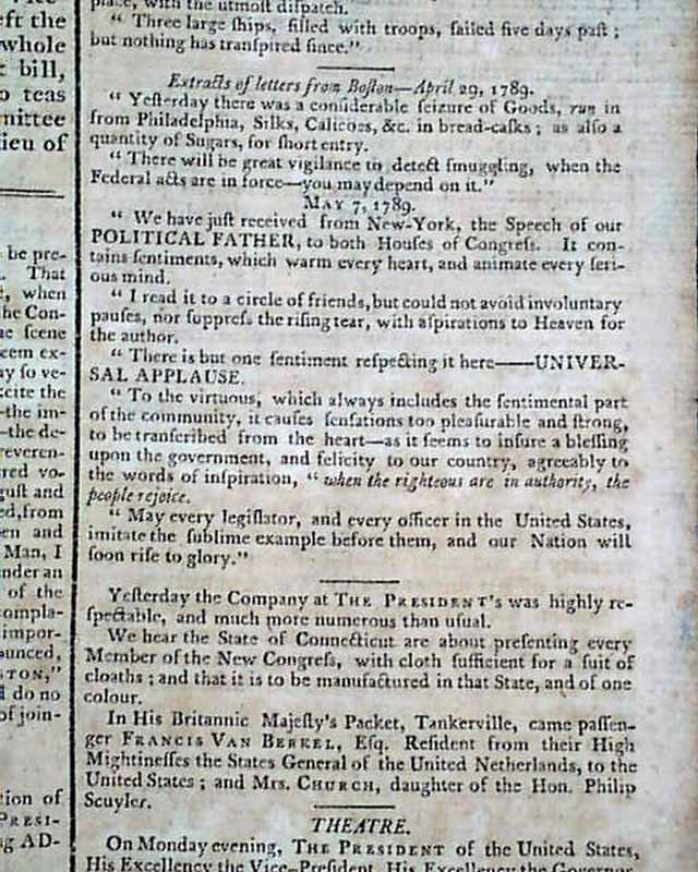 A witness to George Washington's 1789 inauguration... - RareNewspapers.com