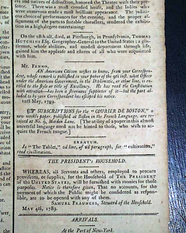 A witness to George Washington's 1789 inauguration... - RareNewspapers.com