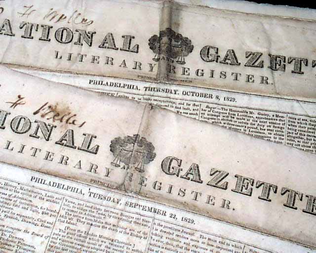 Eleven Philadelphia newspapers from 1829... - RareNewspapers.com