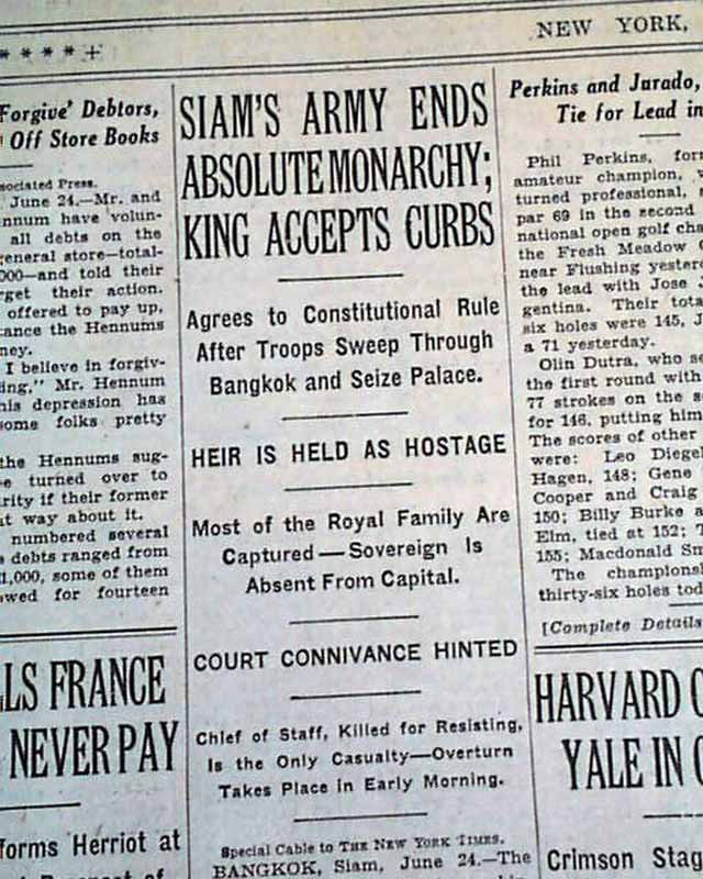 Siamese revolution of 1932... coup d'état... - RareNewspapers.com