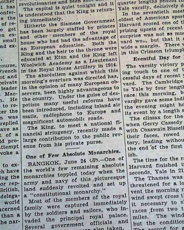 Siamese revolution of 1932... coup d'état... - RareNewspapers.com