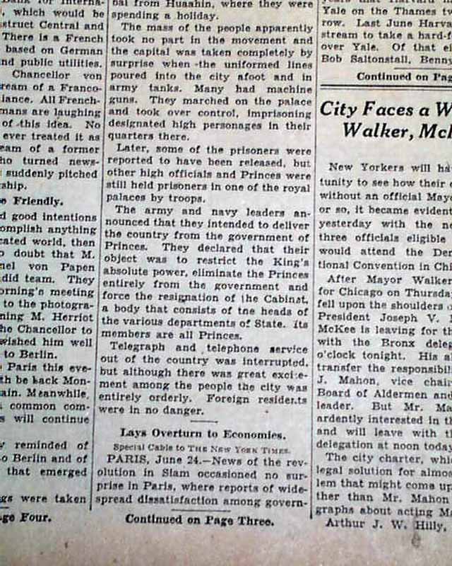 Siamese revolution of 1932... coup d'état... - RareNewspapers.com