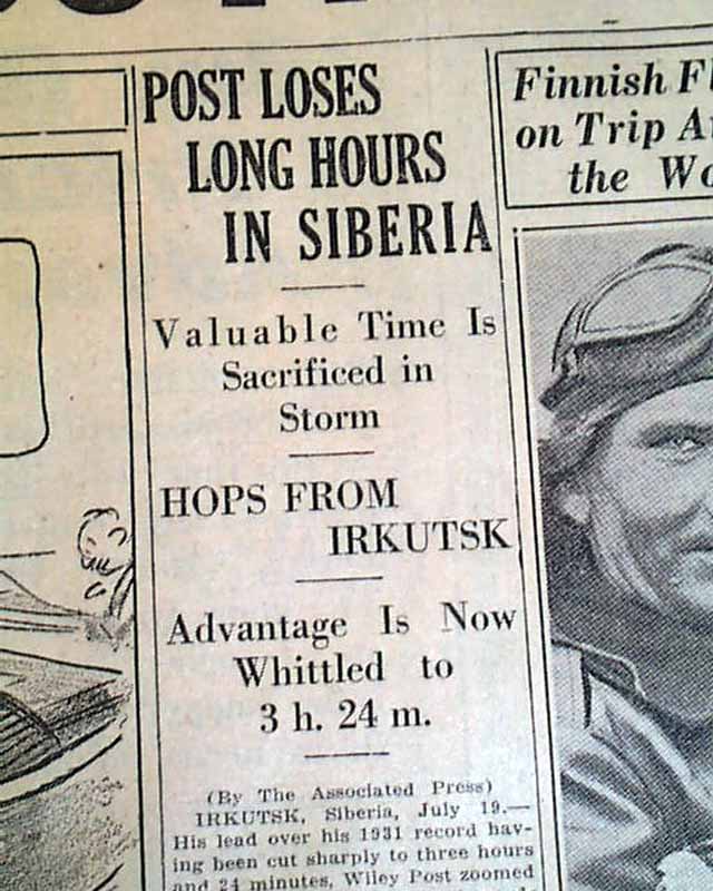 Wiley Post Around World (1st solo) flight... - RareNewspapers.com
