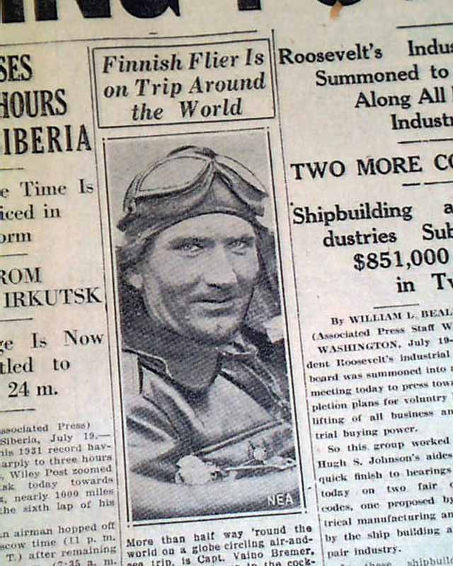 Wiley Post Around World (1st solo) flight... - RareNewspapers.com