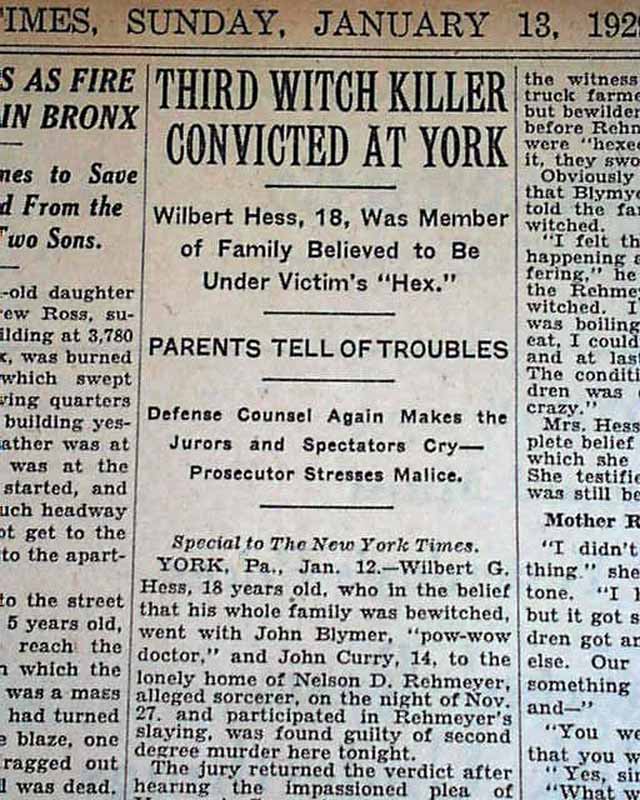 Rehmeyer's Hollow murder... Witchcraft... - RareNewspapers.com