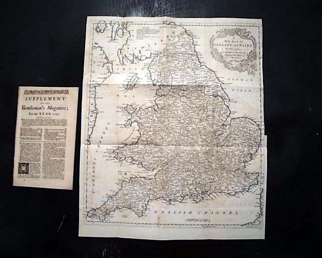 Terrific, large 1757 map of England and Wales... - RareNewspapers.com