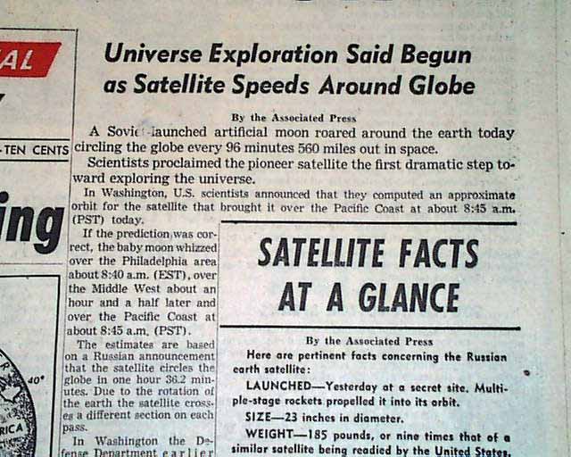 Soviets shock the world: Sputnik is launched... - RareNewspapers.com