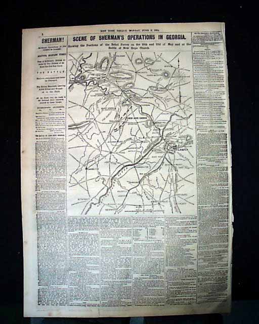 1864 Civil War Map - New Hope GA... - RareNewspapers.com