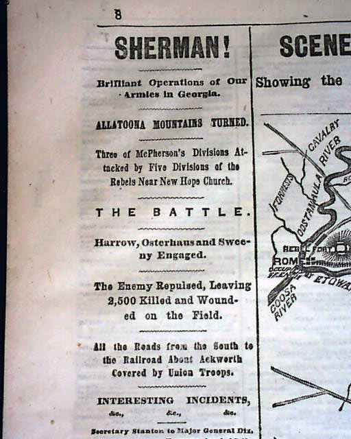 1864 Civil War Map - New Hope GA... - RareNewspapers.com