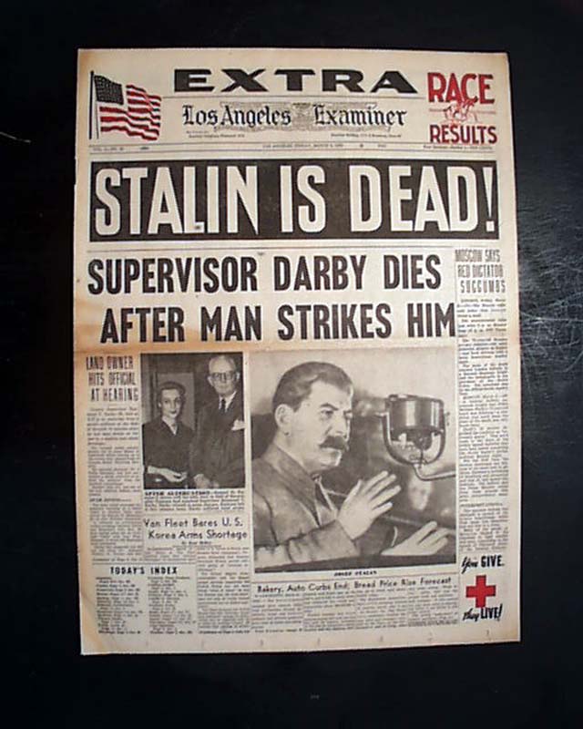 1953 Death of Josef Stalin... - RareNewspapers.com