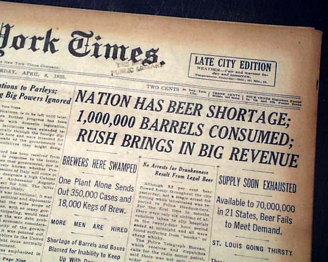 Prohibition ending in 1933.... - RareNewspapers.com