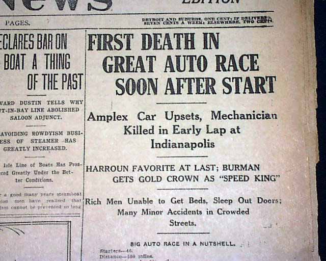1st Indianapolis 500 Race In 1911.... - RareNewspapers.com