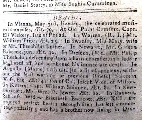 Death of Haydn... Proclamation signed by the President ...