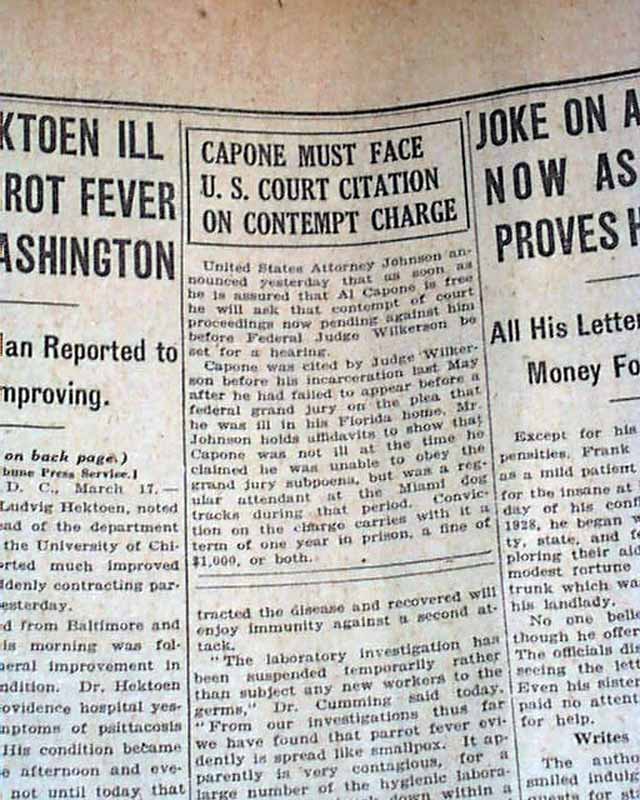 Al 'Scarface' Capone is released from prison.... - RareNewspapers.com