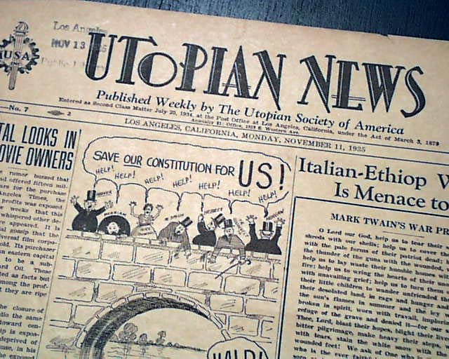 "Utopian" newspaper from the depths of the Depression ...
