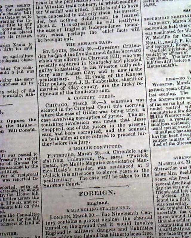 Outlaw Dick Liddil captured... Jesse James.. - RareNewspapers.com