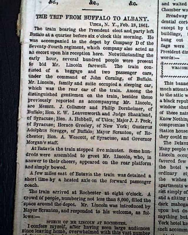 Abraham Lincoln en route to his inauguration... Jefferson Davis ...
