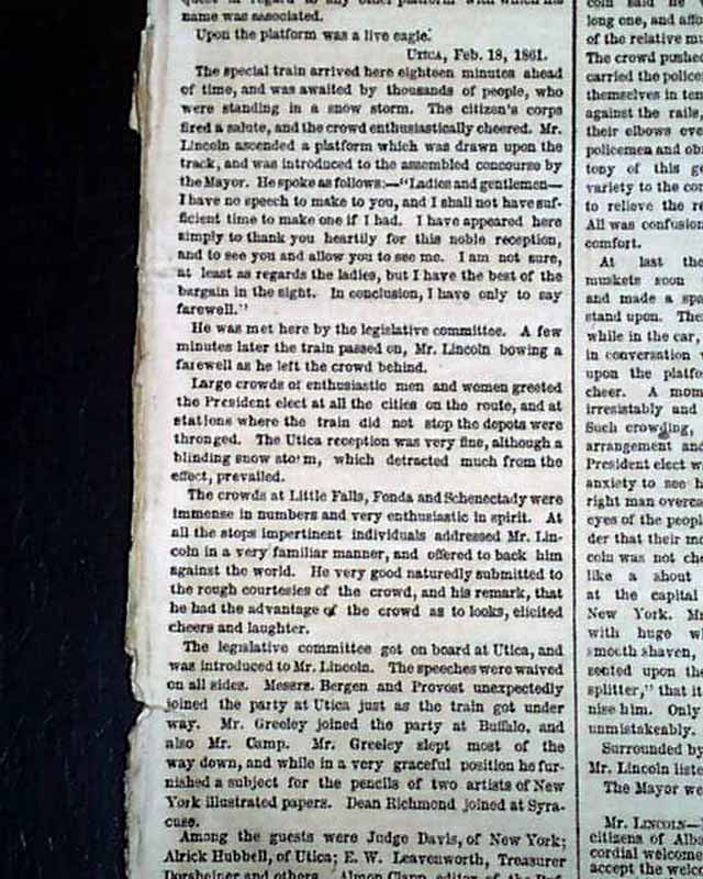 Abraham Lincoln en route to his inauguration... Jefferson Davis ...