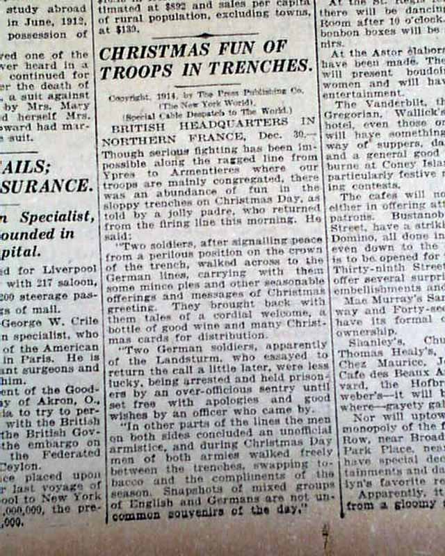 The "Christmas Truce" during World War I... - RareNewspapers.com