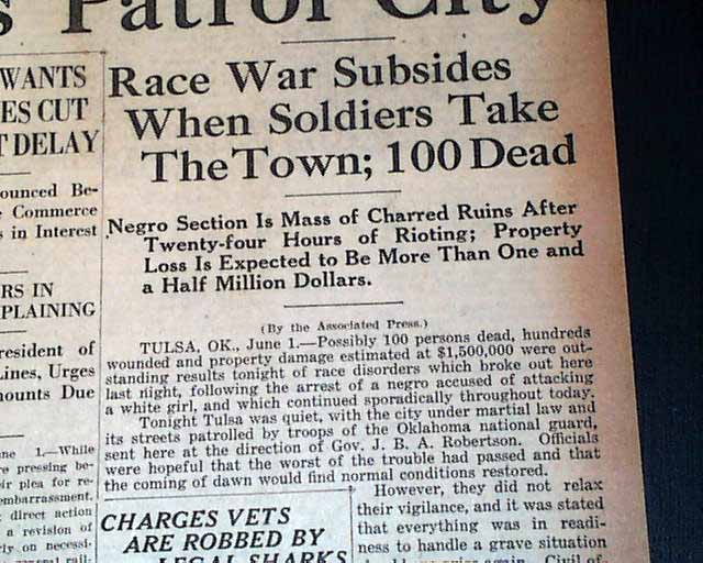 1921 Tulsa race riot massacre... - RareNewspapers.com