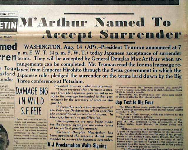 Dramatic announcement of the end of World War II... - RareNewspapers.com